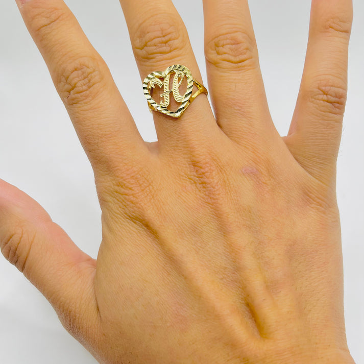 10K Gold Heart Initial Ring – Candy Jewelers