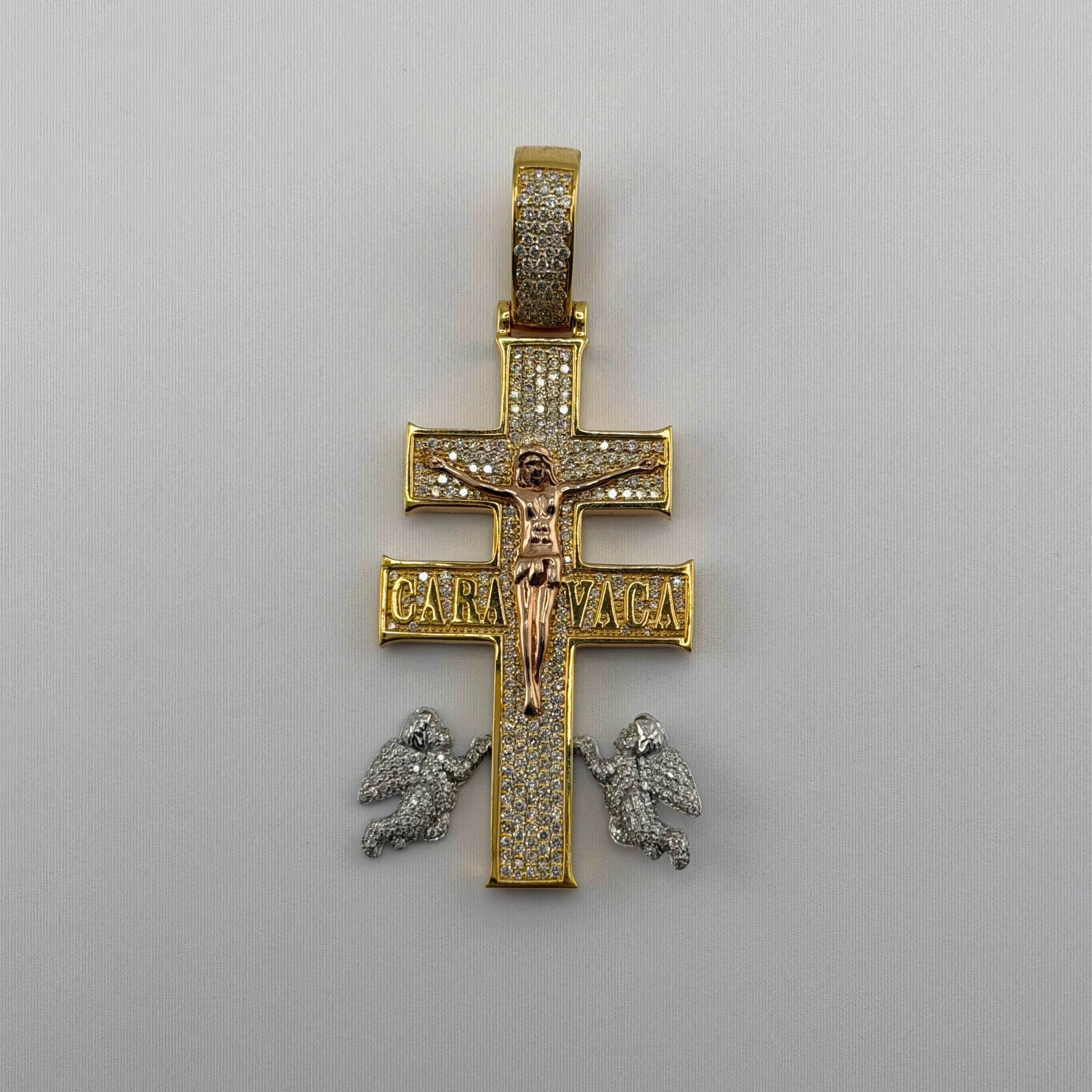 14k Gold Natural Diamond Cara Vaca Cross Pendant – Candy Jewelers